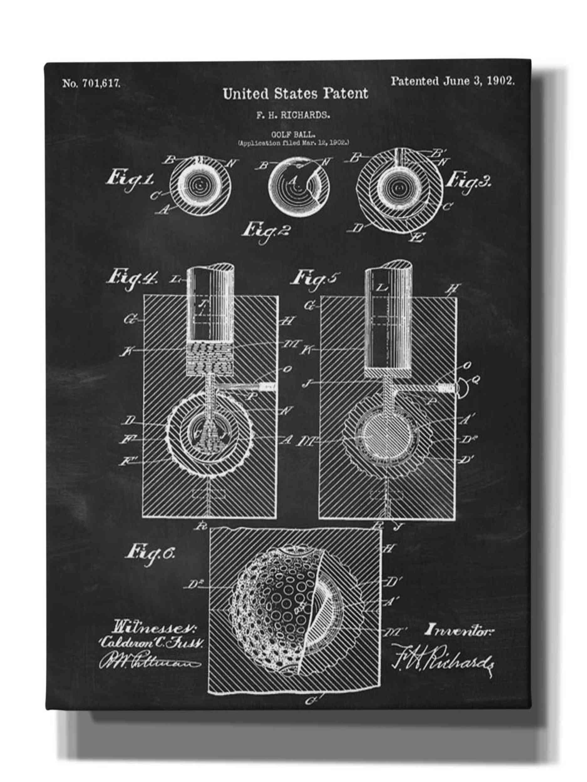 Epic Graffiti "Golf Ball Blueprint Patent Chalkboard" Giclee Canvas ...