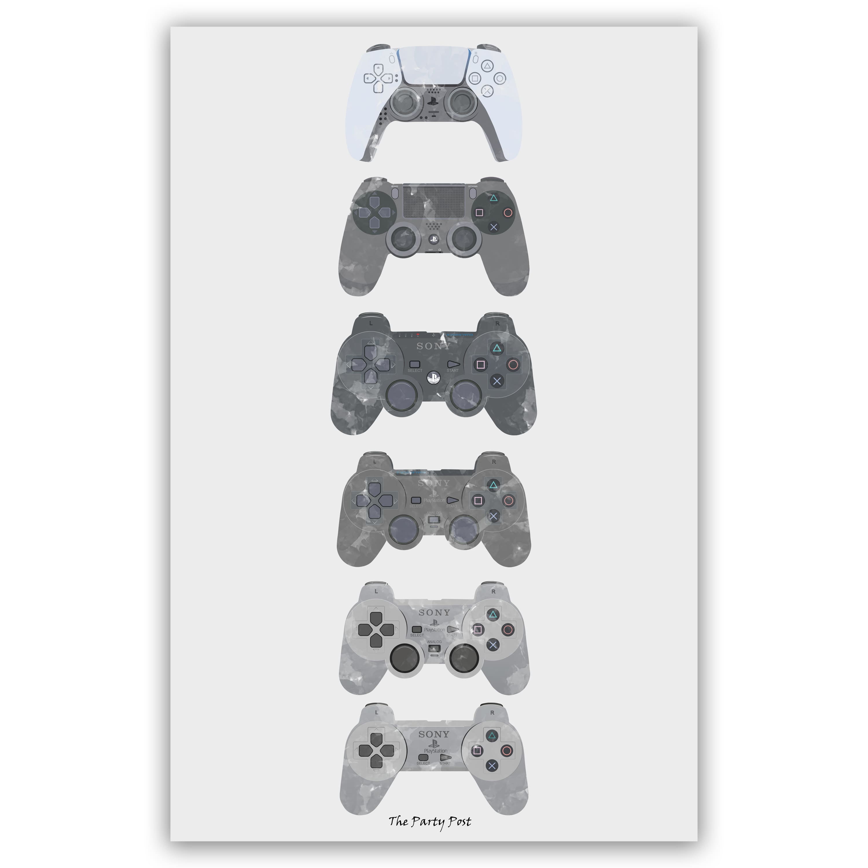 The Party Post PS Controller Evolution Poster for Gaming Room Wall ...