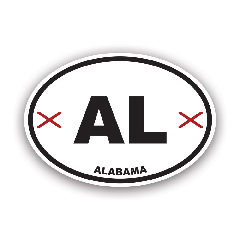 Alabama Flag Oval Sticker Decal - Self Adhesive Vinyl - Weatherproof ...