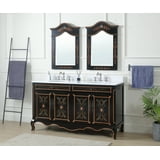 Benton Collection 60" Black Hand-Painted Floral Double Sink Bathroom ...
