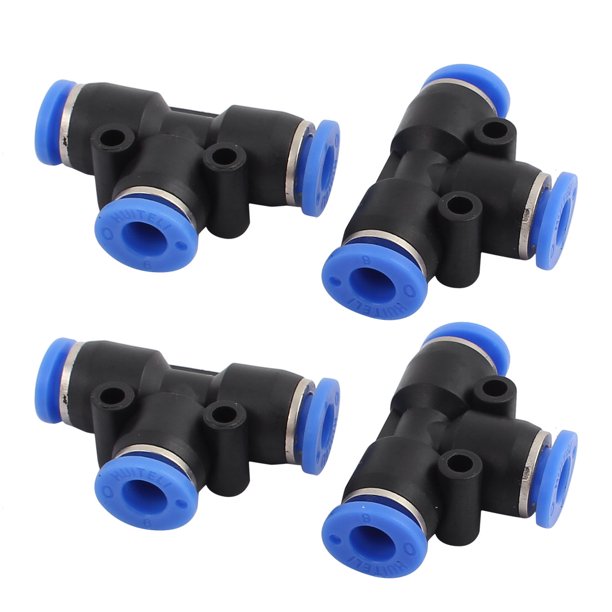 4Pcs T Sahpe Pneumatic Air 3 Way Quick Fittings Connector 6mm Tube Hose ...