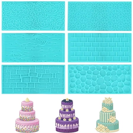 6 Pack Fondant Impression Mat Chocolate Cake Mould Set 3D Tree Bark ...