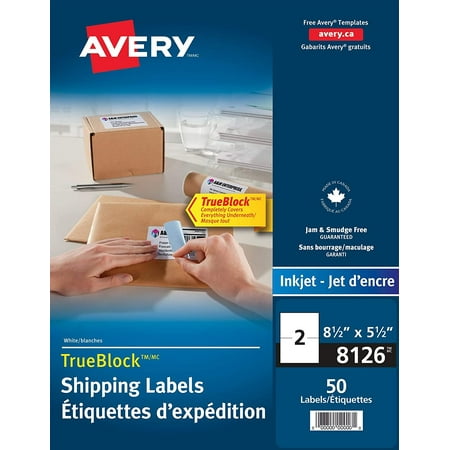 Avery Shipping Labels with TrueBlock Technology for Inkjet Printers, 8 ...