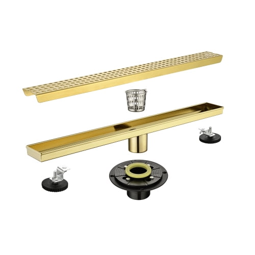 24 Inch Rectangular Linear Shower Floor Drain with Flange,Pattern Grate ... 24 Inch Rectangular Linear Shower Floor Drain with Flange,Pattern Grate ...