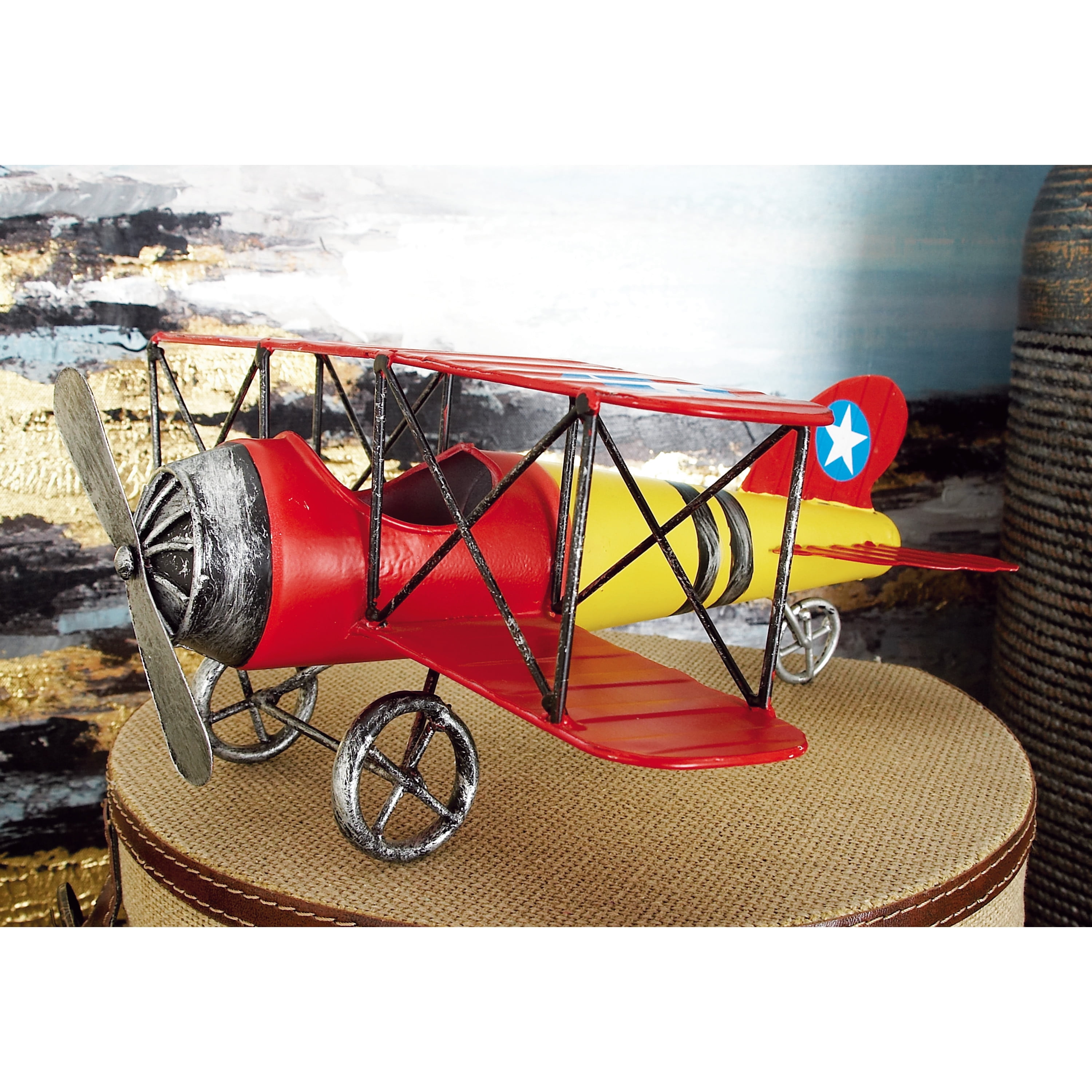 DecMode Red Metal Airplane Wall Decor - Walmart.com