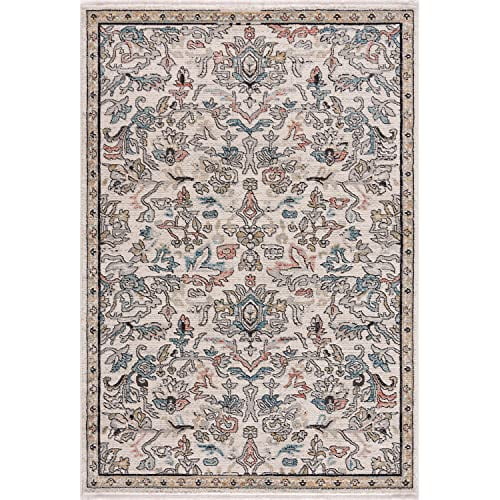 Ladole Rugs Garnier Ivory Blue Vintage Area Rug 311 X 53 4 X 6