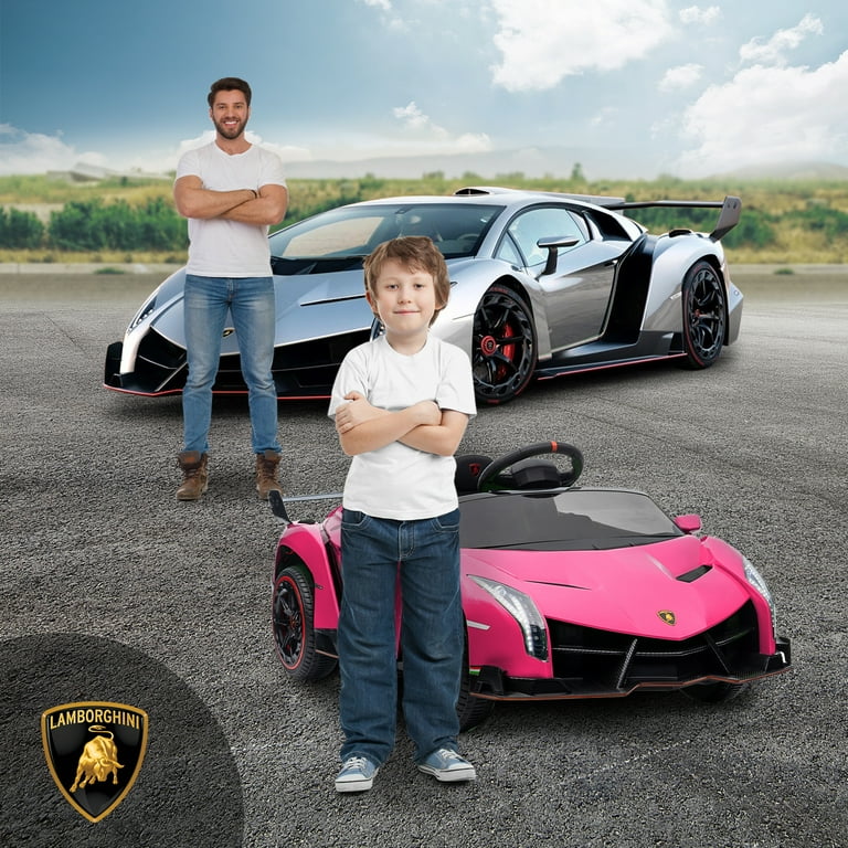 Track 7 Big Toys Toddler s 12V Ride on Car Licensed Lamborghini Veneno with Remote Control Music Age 3 Pink Walmart