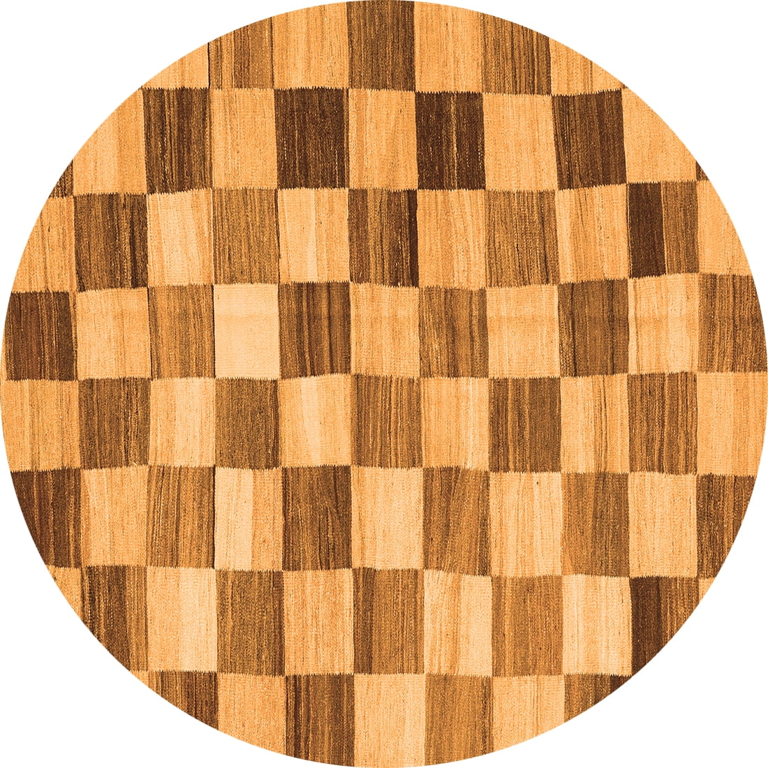 Ahgly Company Indoor Round Checkered Orange Modern Area Rugs, 6' Round ...