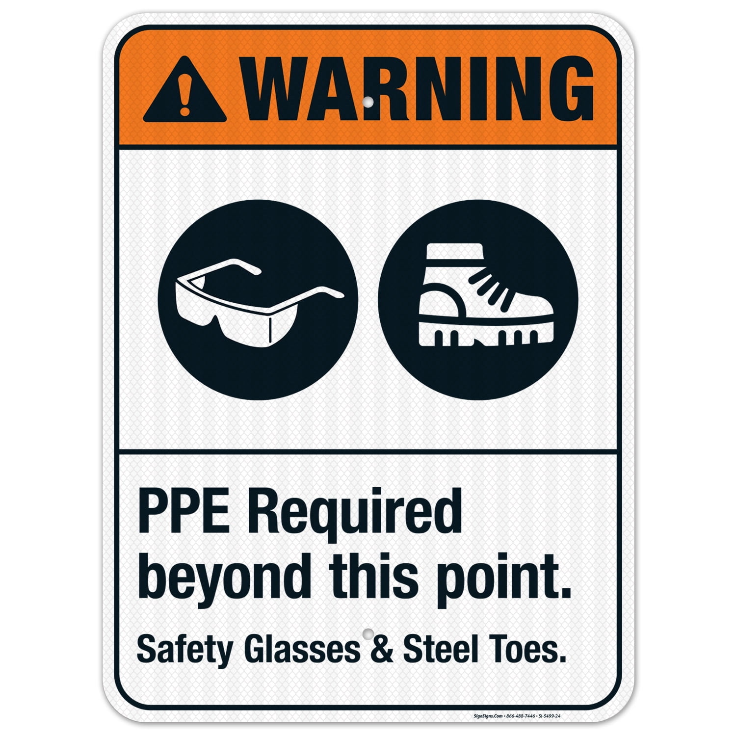 PPE Required Beyond This Point Safety Glasses & Steel Toes Sign, ANSI ...
