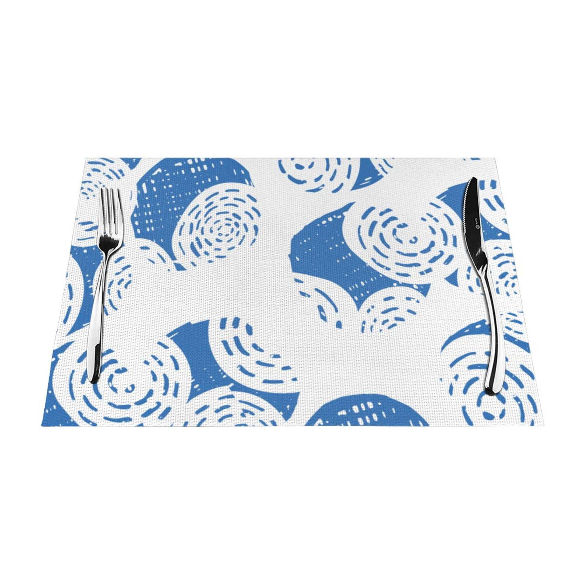 YFYANG Washable Heat-Resistant Placemats, 70% PVC/30% Polyester, Blue ...
