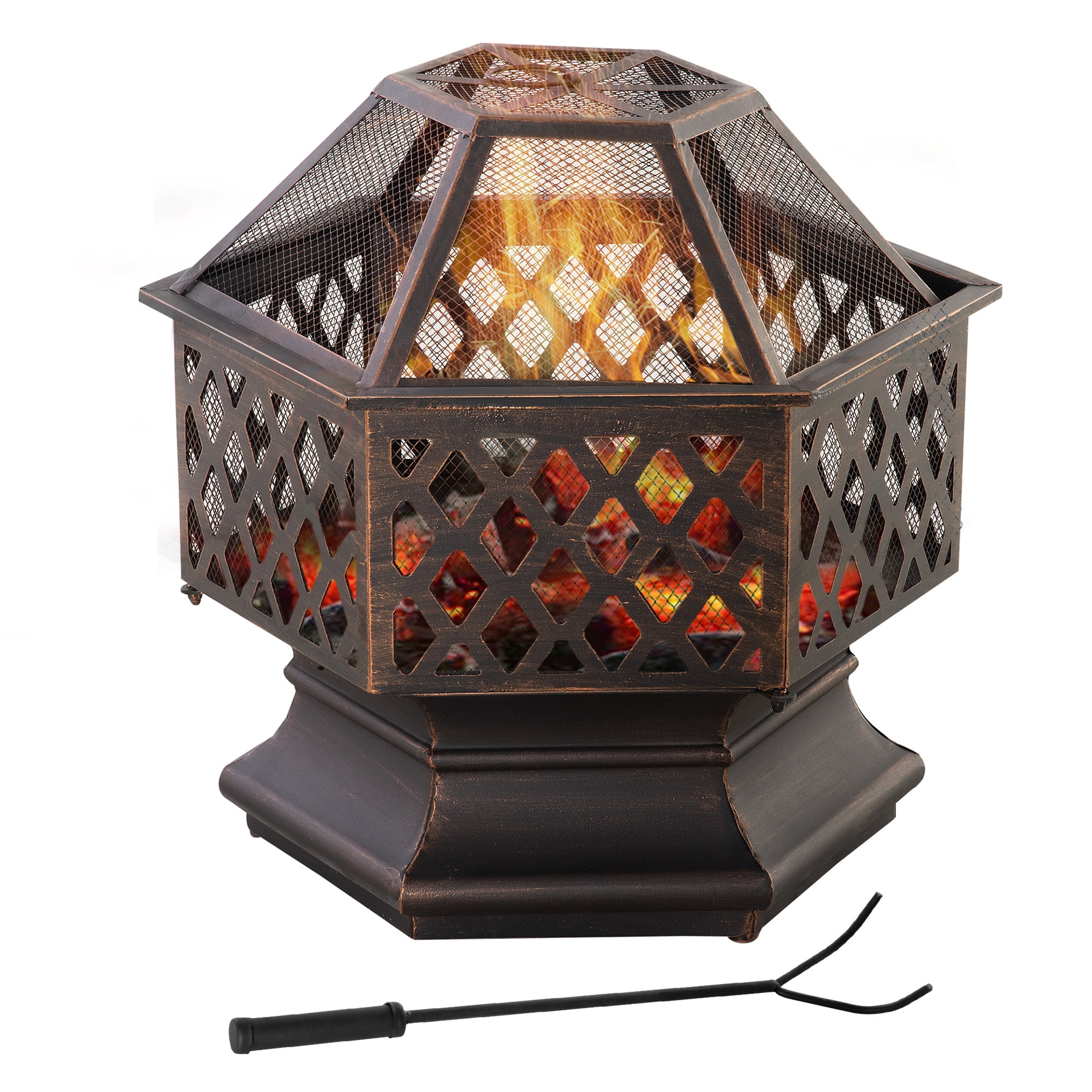 Click here for Outsunny Outdoor Fire Pit With Mesh Lid  Wood Burn... prices