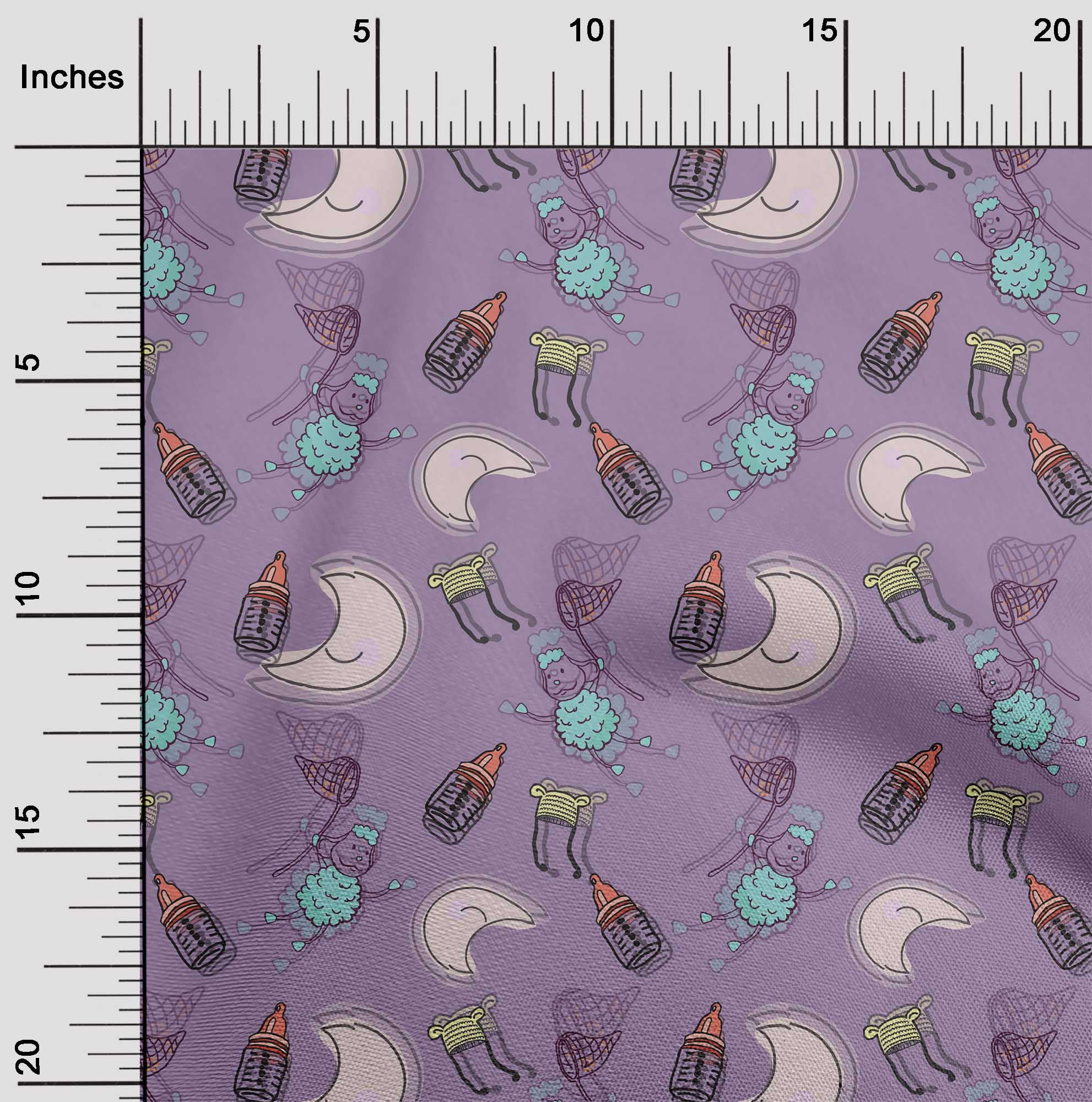 oneOone Silk Tabby Dusty Violet Fabric Baby Feeder|Moon & Cartoon Sheep ...