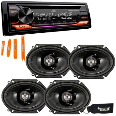 JVC KD-T910BTS Single DIN In-Dash CD Player Bluetooth USB AUX AM/FM Radio Receiver Bundle Combo ...