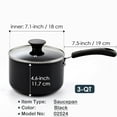 Cook N Home 3 Quart Nonstick Saucepan with Glass Lid, Black Aluminum ...
