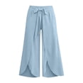 Ailaofu Women's Summer Beach Wrap Pants Tie Waist Split Wide Leg ...