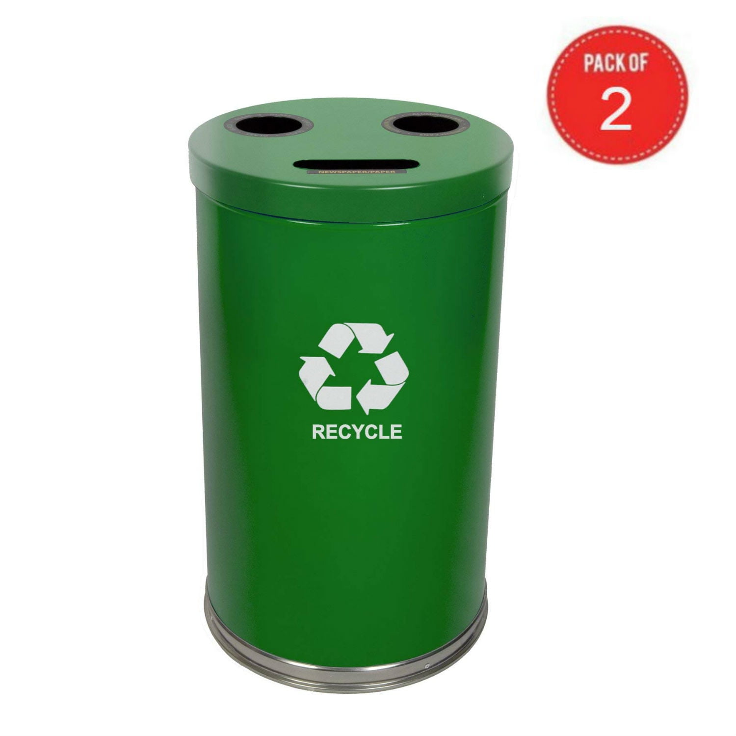 Witt Industries Steel 33-Gallon 3 Opening Recycling Container with 3 ...