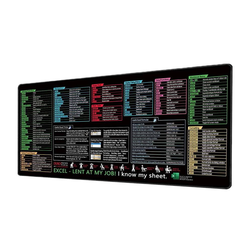 Excel Cheat Sheet Desk Mat, Excel Shortcuts Mouse Pad, Keyboard ...