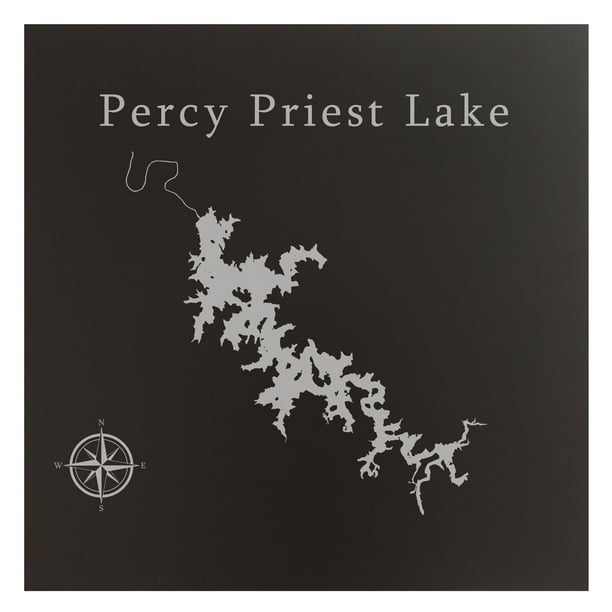 Percy Priest Lake Map 12x12" Black Metal Wall Art Office Decor Gift ...