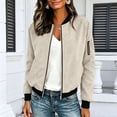 Zpzdpjkx Women's Faux Suede Bomber Jacket Fashion Ribbed Trim Snap ...