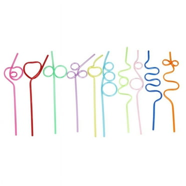 100 Pack Loopy Crazy Plastic Straws for Kid's Birthday Party, Classroom ...