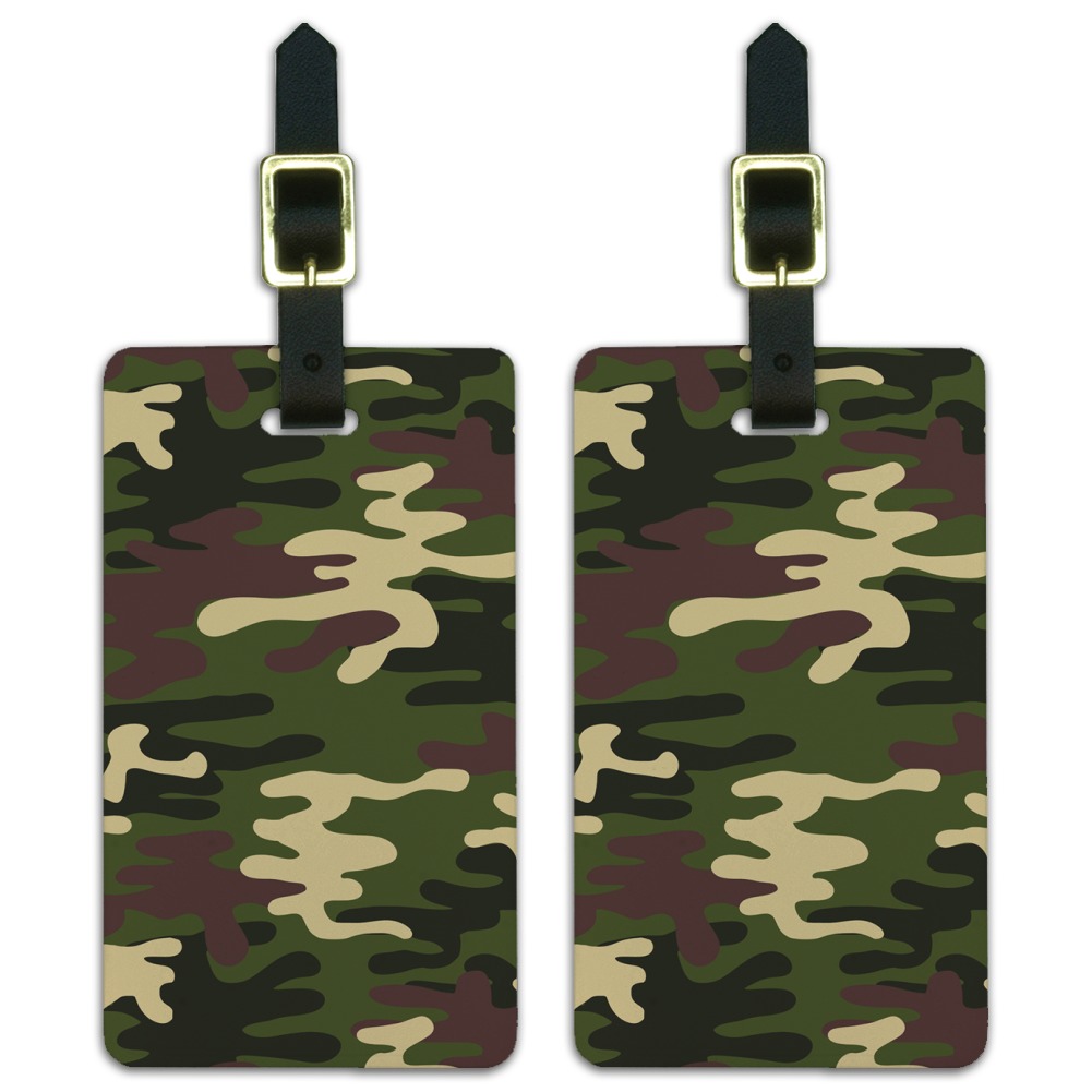 Green Camouflage Luggage ID Tags Suitcase Carry-On Cards - Set of 2 ...