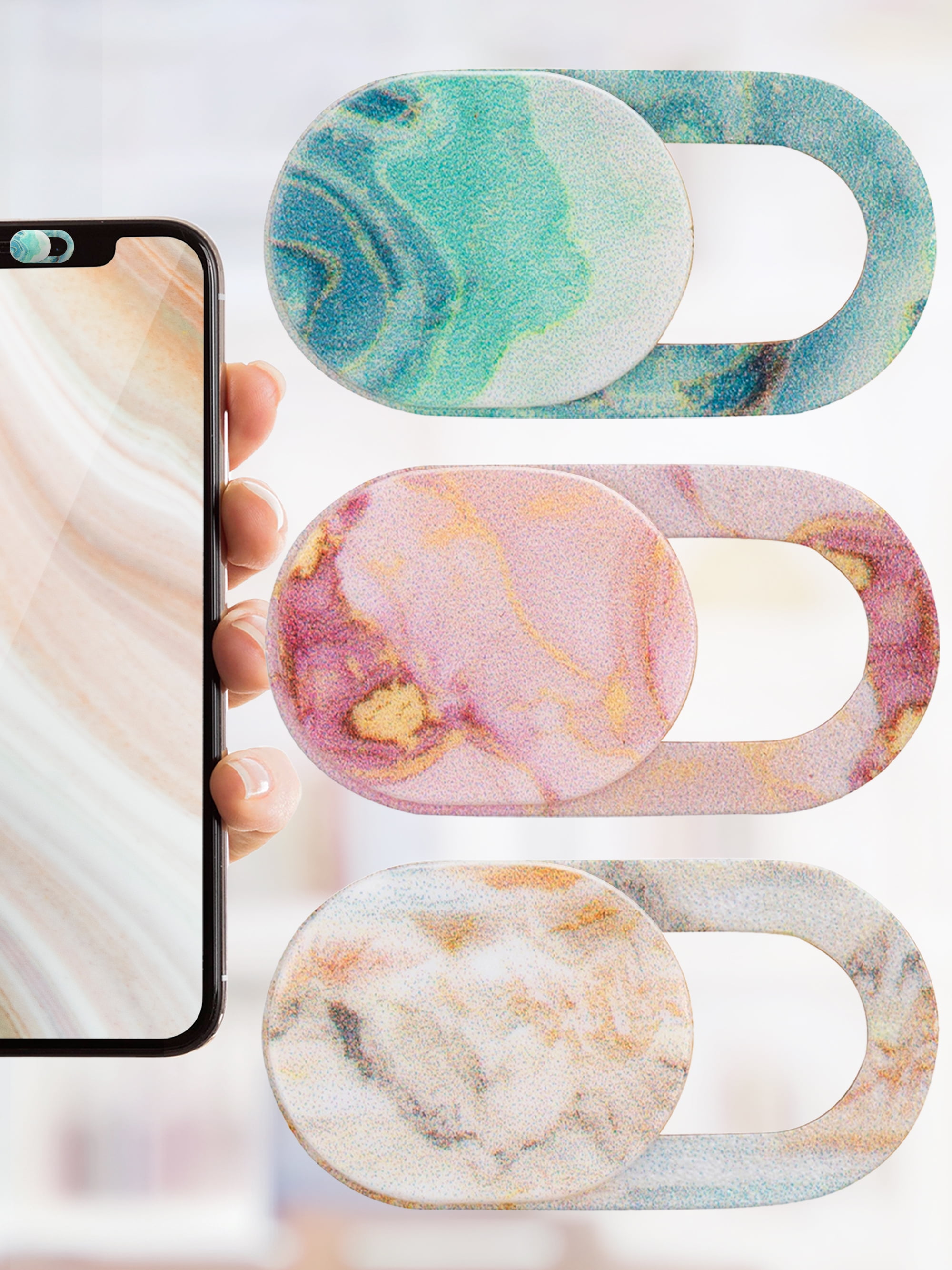 Mata1-USA Laptop Camera Cover Slides (3 PK, Marble), ABS Webcam Privacy ...