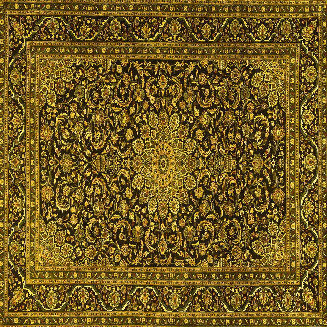 Ahgly Company Machine Washable Indoor Square Persian Yellow Traditional ...