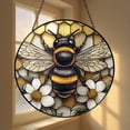 Bee and Yellow Flower Window Suncatcher, Round Stained Glass Style ...