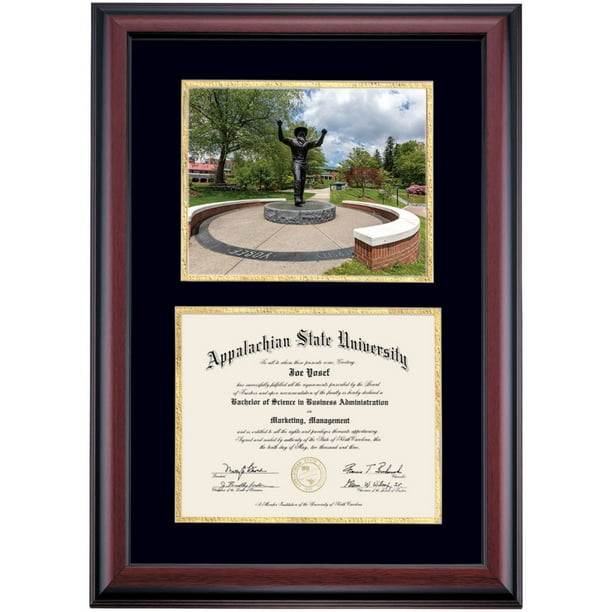 OCM Diploma Frame for Appalachian State University, Black/Gold Mat with ...