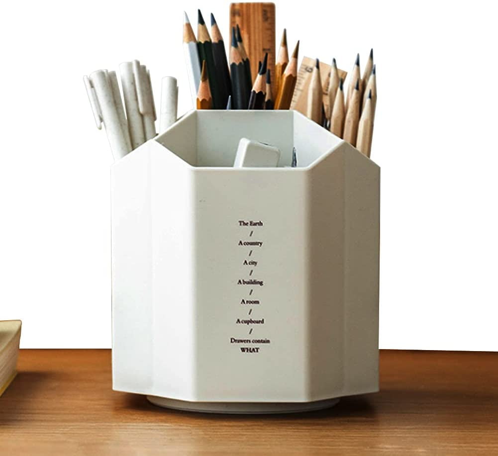 Rotating Desk Organizer, Desktop Organizer with Pencil Holders, Colored ...