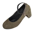 Bkhluea Women Suede Mary Jane Block Heels Adjustable Strap Comfortable ...