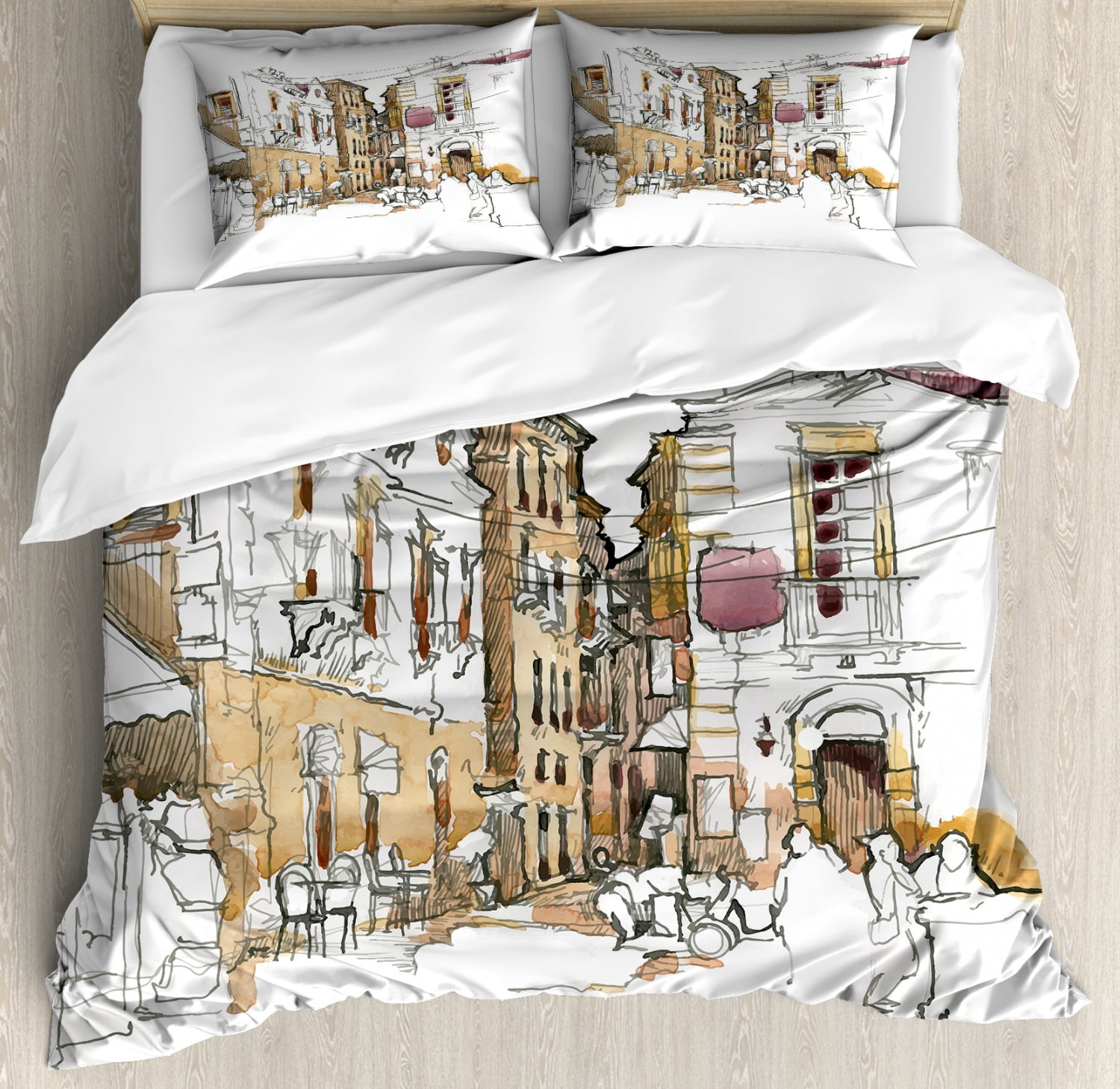 Modern Duvet Cover Set Queen Size, Painting Artistic Sketchy like ...