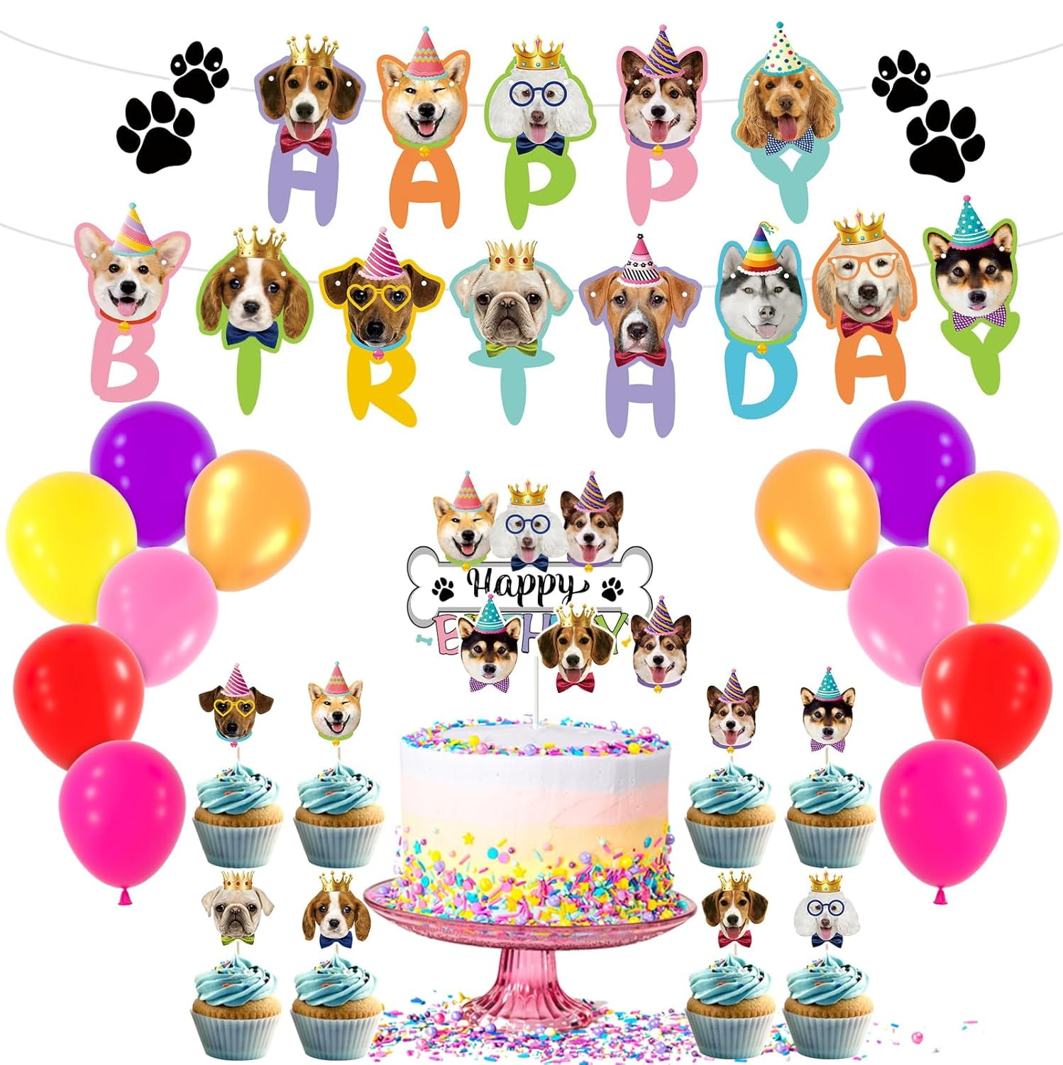 shiyou-36PCS Dog Birthday Decorations, Puppy Birthday Party Supplies ...