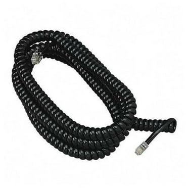 Coiled Phone Cord, Plug/plug, 25 Ft., Black | Bundle of 5 Each ...