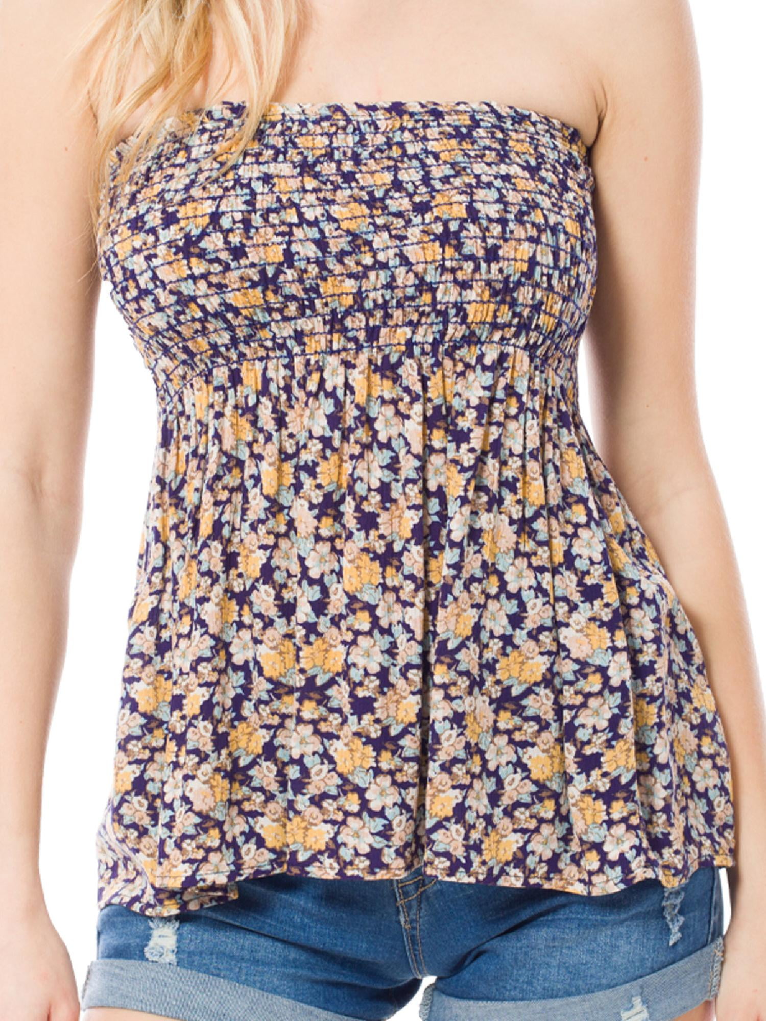 Made by Olivia Women's Plaid Strapless Modal Smocked Tube Top - Walmart.com