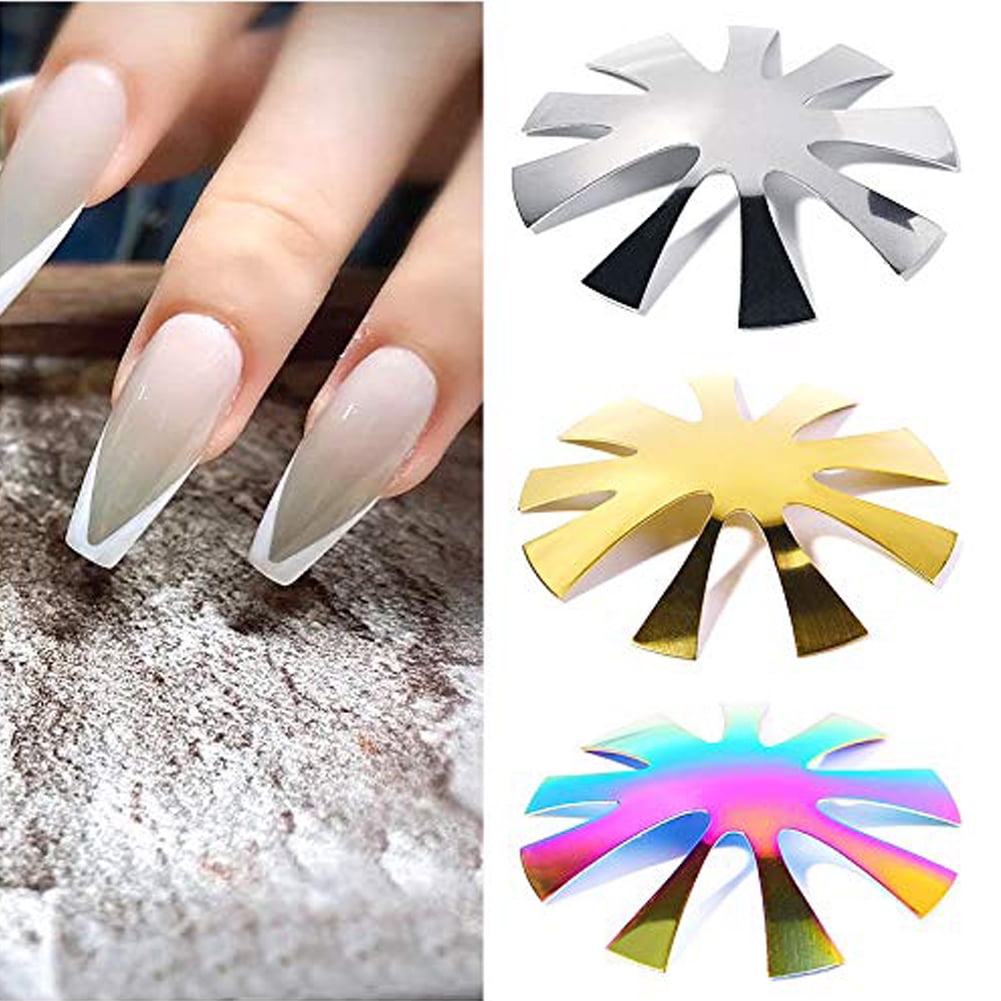 2PCS V-Shape Nail Cutter Plate French Nails Acrylic Pro 9 Size Tips ...