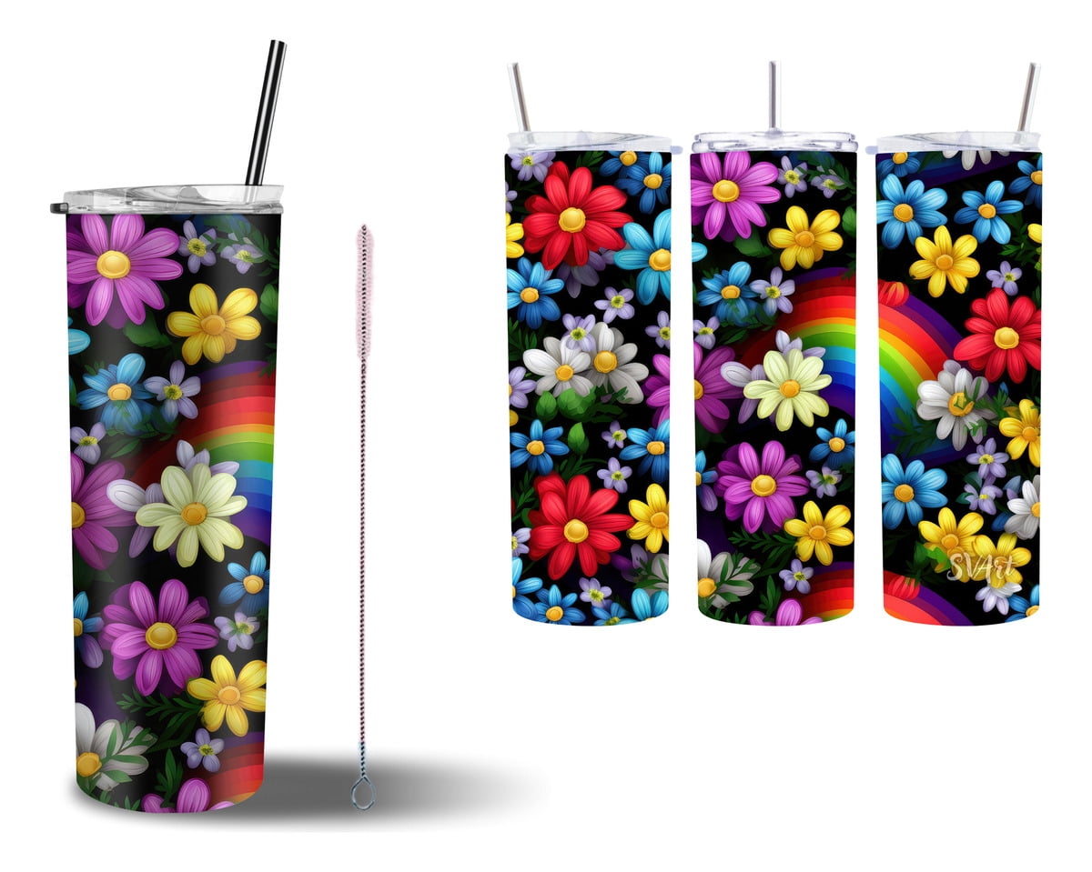 Termo Tumbler SVART 20 oz Diseño Flores con Arcoiris MD6 | Bodega ...