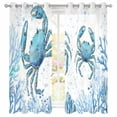 Blue Crab Sheer Curtains 45 Inch Long 2 Panels, Watercolor Ocean Blue ...