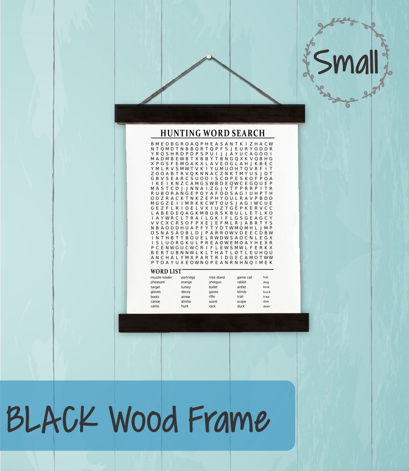 Black Wood, Canvas Sign, Hunting Word Search Puzzle Man Cave Decor ...
