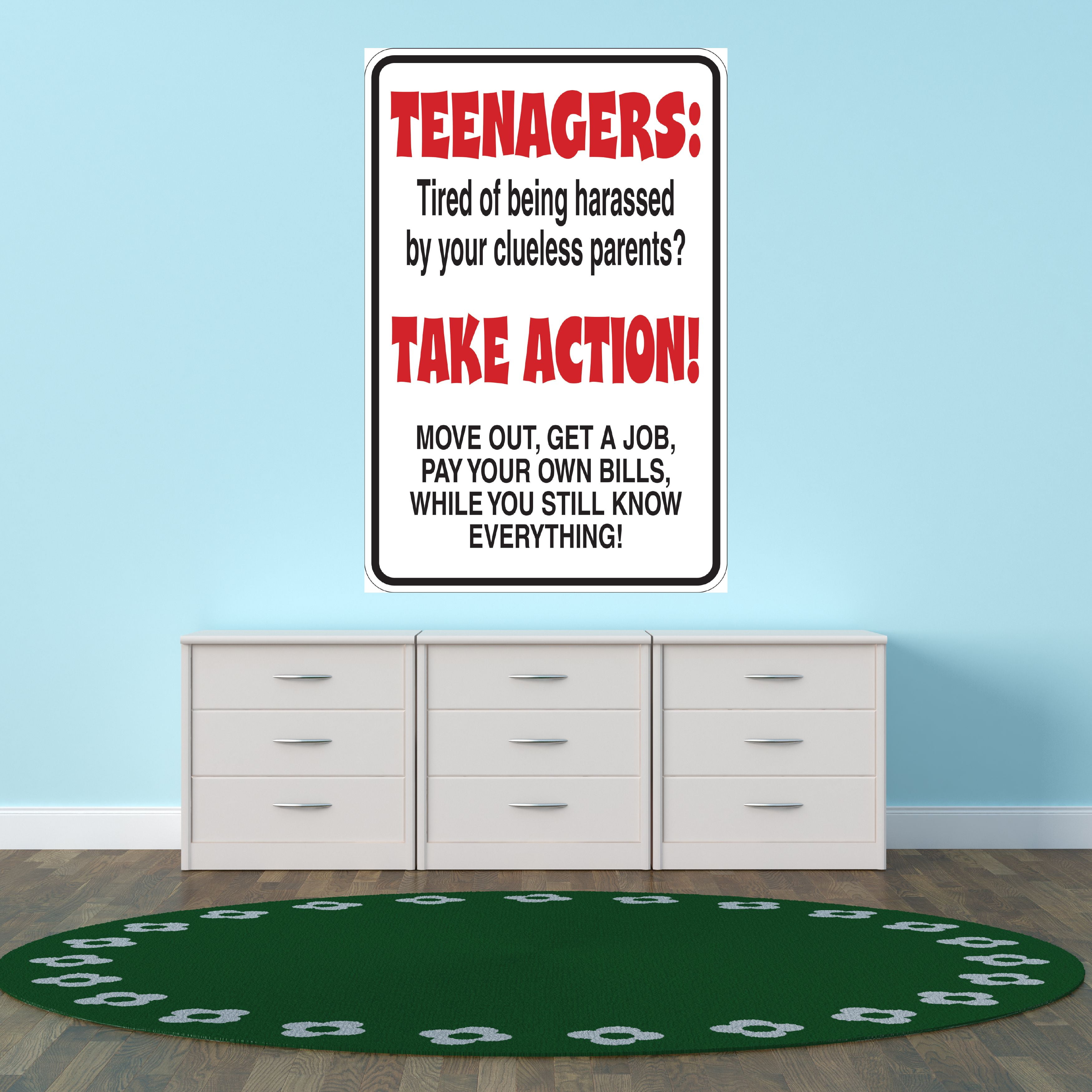 Sign Wall Decals for Boys Bedroom - Teens Problems Teenagers DIY ...
