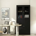 MIIIKO Metal Cabinet with Lock, Tall Office Storage Cabinet with Glass ...