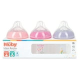 Nuby 3-Pack Infant Baby Bottles, BPA-Free, Silicone Slow Flow Nipples ...