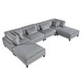6pc Modular Sectional Set Gray Corduroy Upholstery 2x Armless Chairs 2x ...