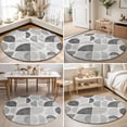 Gray Semicircles Round Living Room Rugs 5 ft, Boho Art Modern Gray ...