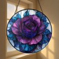Blooming Purple Rose Stained Glass Style Suncatcher for Window Decor ...