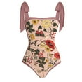 Aqute One Piece Swimsuit Women Square Neck Retro Tropical Floral One