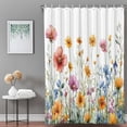 Bathroom Shower Curtain Pastoral Watercolor Floral Waterproof Shower ...
