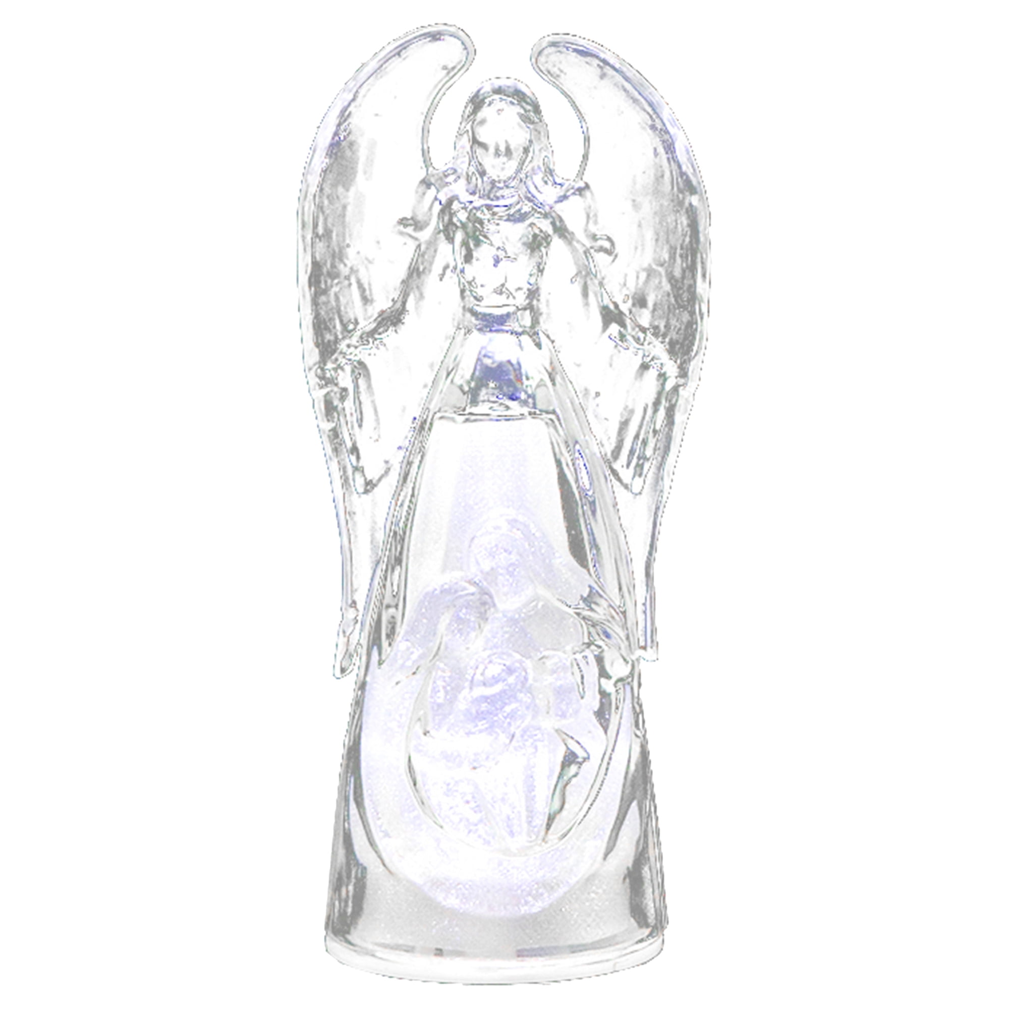 9" LED Lighted Icy Crystal Angel and Nativity Scene Christmas Figurine ...