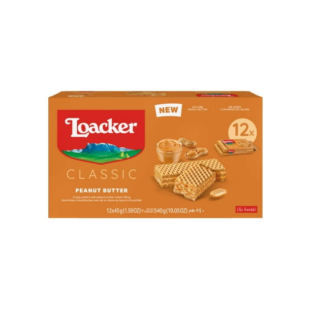 Loacker Classic Peanut Butter Wafers, NON-GMO Crème-filled Wafer Snack ...