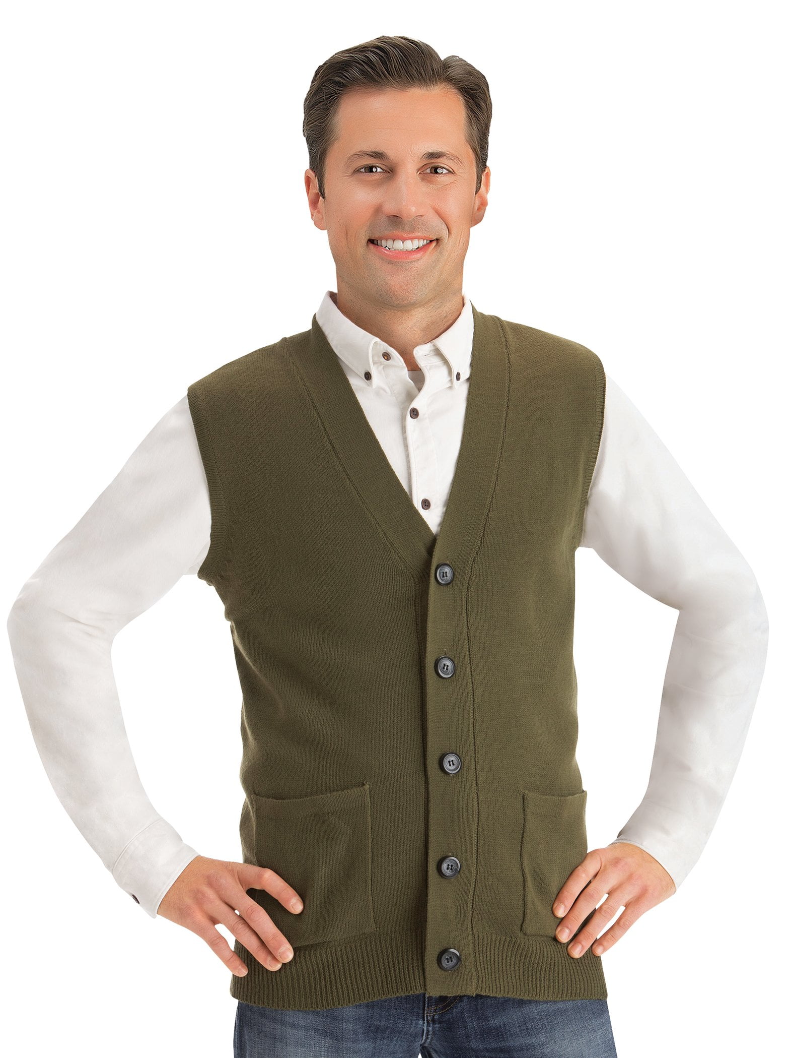 Collections Etc Men's Versatile Button Front Sweater Vest - Walmart.com